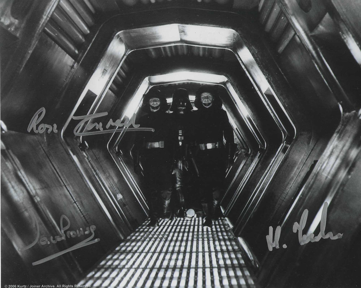 Dave Prowse , Harry Fielding and Ron Conrad 10x8 signed in Silver Star ...