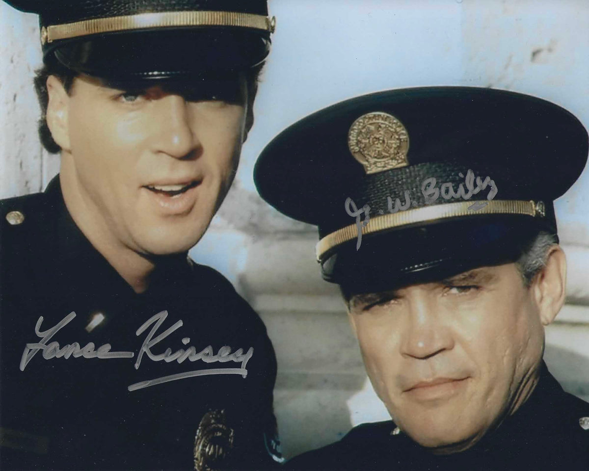 Lance Kinsey & G.W.Bailey 10X8 signed in Silver Police Acadamy ...