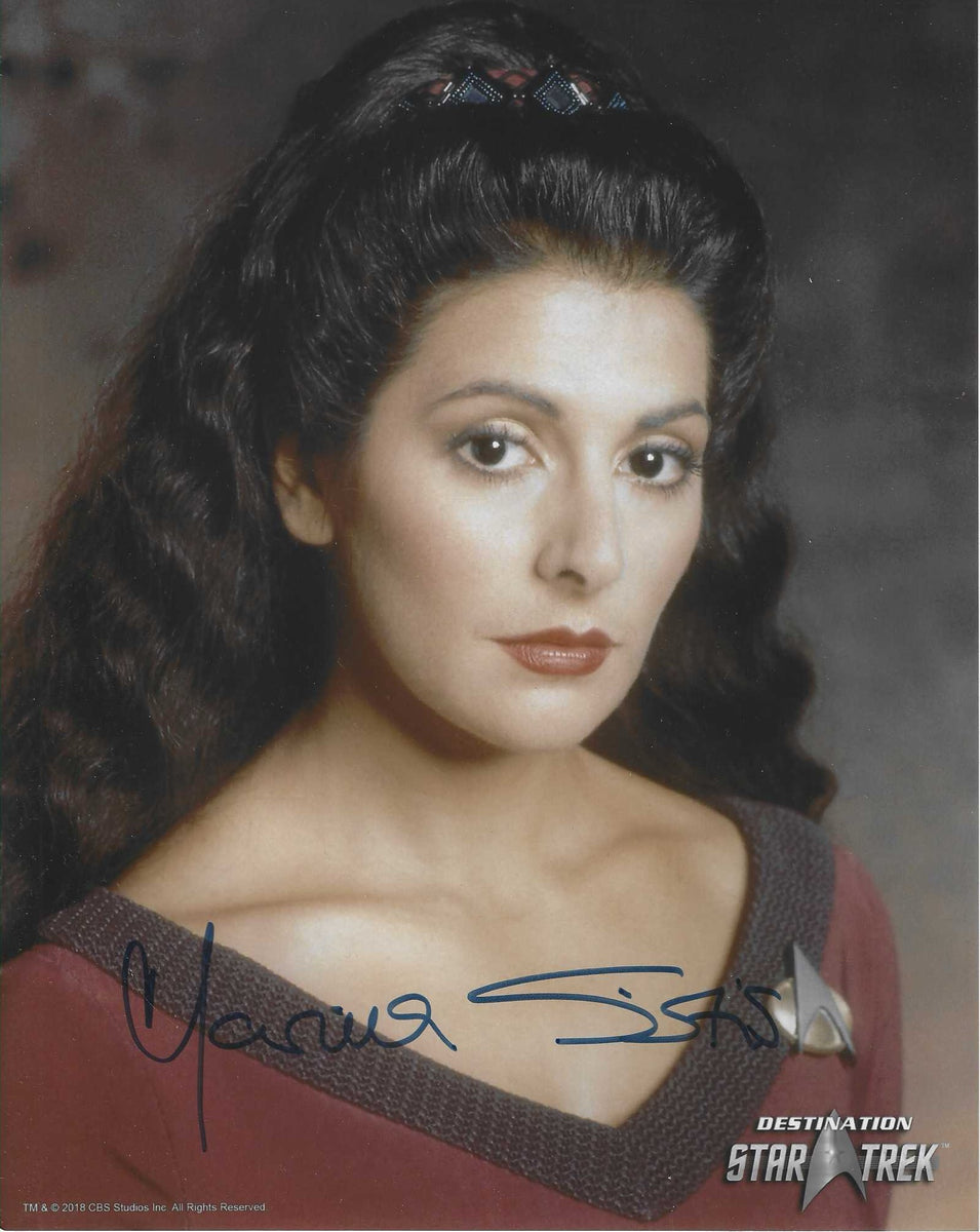 Marini Sirtis Star Trek 10x8 Signed in Blue Pen – Showmasters Comic Con ...