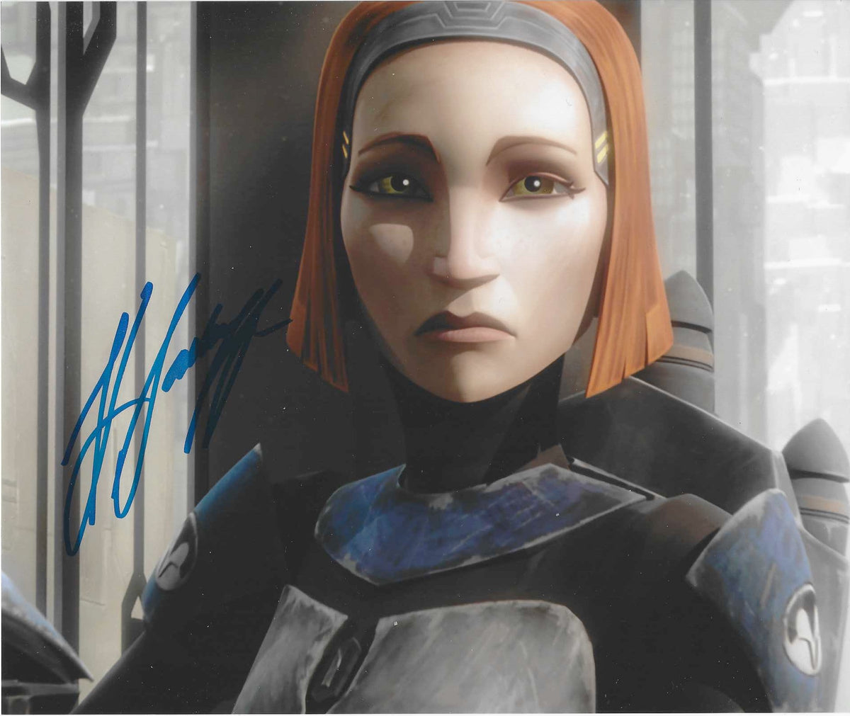 Katy Sackoff 10x8 Signed in Blue Star Wars Clone Wars – Showmasters ...
